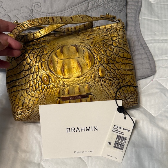 Brahmin | Bags | Brahmin Metallic Gold Crocembossed Clutch | Poshmark